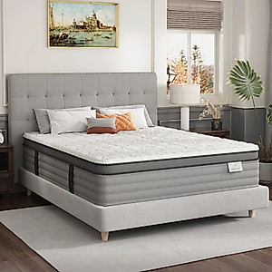 Onlylucky Queen Mattress - 14 Inch Gel Memory Foam Mattress with Individual Pocket Spring for Pressure Relief & Motion Isolation, Premier Comfort Night Sleep, Enhanced Support Hybrid Mattress