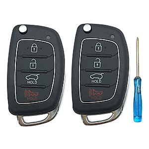 2PCS Replacement Keyless Entry Flip Folding Key Fob Case Shell fit for 2013 2014 2015 2016 Hyundai Santa fe Sonata Tucson Key Fob Cover