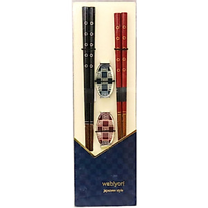 Ishida WABIYORI 60181 Tsukiyama Couple Chopsticks for Gifts, Includes Chopsticks Rest