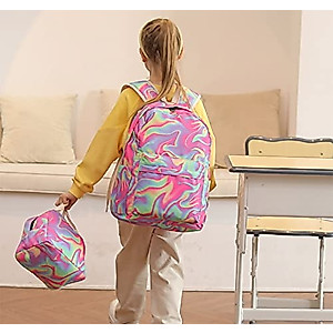 LEDAOU Backpack for Girls School Bag Kids Bookbag Teen Backpack Set Daypack with Lunch Bag and Pencil Case (Blue Purple)