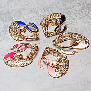 [2 Packs] Swan Glitter Bling Bling Phone Ring Holder, Sparkle Phone Ring Grip Artificial Diamond Stand,Rhinestone Cell Finger Ring for Phones,Pad