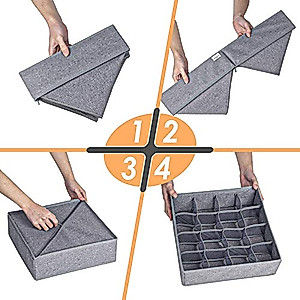 9 Pack Sock Underwear Drawer Organizer Dividers, 122 Cells Fabric Foldable Dresser Drawer Organizers for Bra, Sock, Undies, Belt, Tie, Scarf