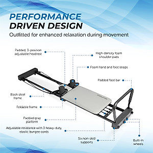 AeroPilates Reformer 287 - Pilates Reformer Workout Machine for Home Gym - Pilates Reformer with 3 Resistance Cords - Up to 300 lbs Weight Capacity