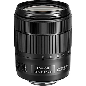 Canon EF-S 18-135mm f/3.5-5.6 is USM Lens (1276C002) + Filter Kit + Lens Pouch + Cap Keeper + Cleaning Kit + More (Renewed)