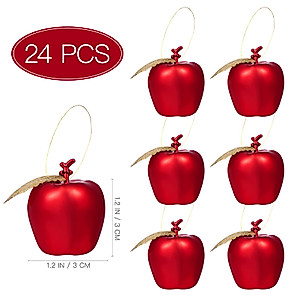 24Pcs Christmas Apples Ornaments Shatterproof Baubles Apple Shaped Hanging Ornaments Mini Apples Ball for Xmas Holiday Festival Christmas Tree Decorations Red