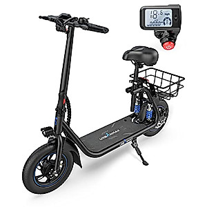 URBANMAX C1 Pro Electric Scooter with Seat, Adult Electric Scooters with Dual Shock Absorbers Up to 25 Miles 18.6MPH 450W Motor, Folding Scooter Electric for Adults with Seat & Carry Basket