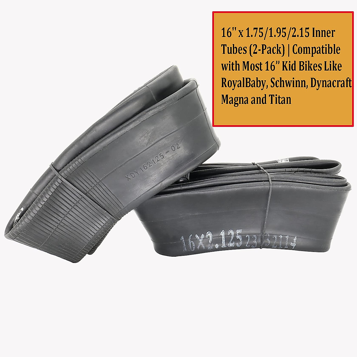 (2-Pack) 16'' x 1.75/1.95/2.125 Stroller Inner Tube Replacement for All Baby Trend Expedition Jogger Strollers - The Perfect Baby Trend Stroller Tire Tube,Heavy Duty Rear Wheel Replacement Tubes