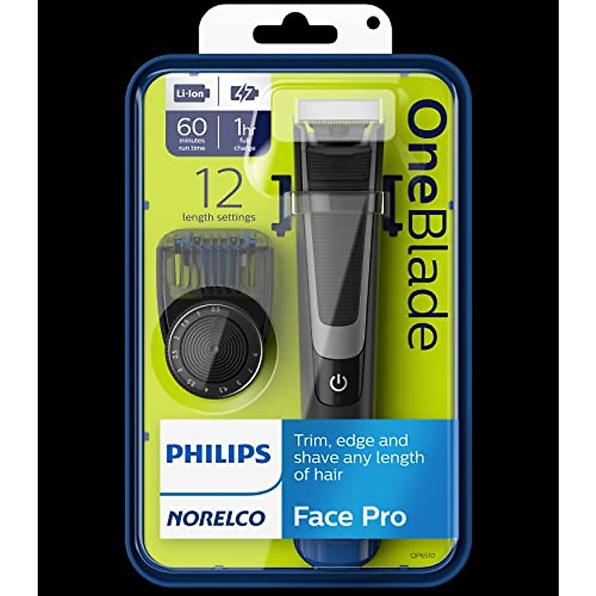 Philips Norelco Oneblade Pro Hybrid Electric Trimmer and Shaver, Black, QP6510/70