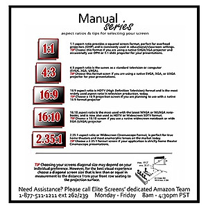 Elite Screens Manual Series, 92-INCH Pull Down Manual Projector Screen with AUTO LOCK, Movie Home Theater 8K / 4K Ultra HD 3D Ready, 2-YEAR WARRANTY, M92UWH, 16:9, Black