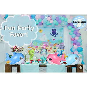 Three Pack of Fun 24 inch Inflatable Pup Sharks- Blue - Light Blue and Pink - Perfect for Birthday Parties Pool Parties or even Bathtub Play - Everyone will Love these Cute Inflates!