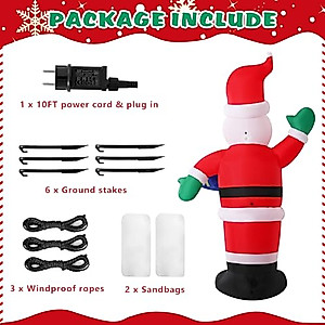 QUUREN 7FT Christmas Inflatables Santa Decoration Blow Up Santa Claus Indoor/Outdoor Decoration with Gift Box Built-in LED Light Waterproof Xmas Inflatables Yard Decor for Home Garden Holiday Party