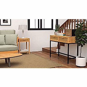 COZAYH Rustic Console Table with 2 Drawers Entryway Hallway Farmhouse Country Style, Cabin-Inspired Natural Finish (Natural Brown)