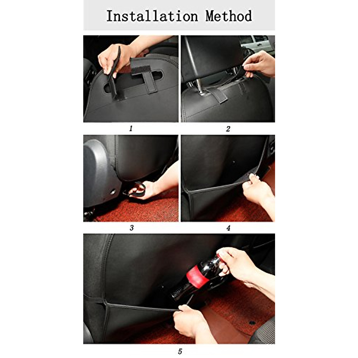 ZZ Lighting Car Kick Mats Seat Back Protectors Kick and Stain Protection for Children Or Adult with Pocket Universal Size(2 Pack,Beige)