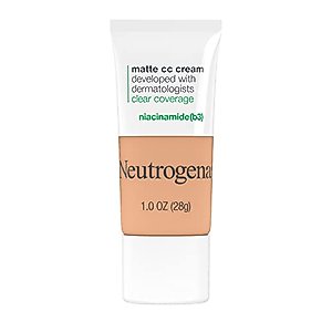 Neutrogena Clear Coverage Flawless Matte CC Cream, Full-Coverage Color Correcting Cream Face Makeup with Niacinamide (b3), Hypoallergenic, Oil Free & Fragrance Free, Butter, 1 oz