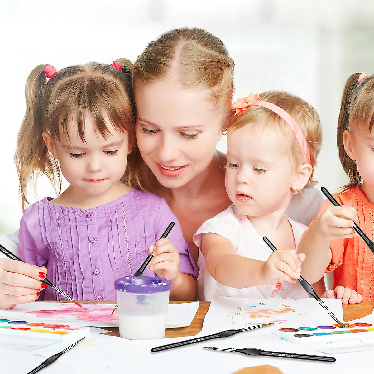 Detailing Paint Brush, 11 Pcs Miniature Paint Brushes with Triangular Handles, Art Paint Brushes for Acrylic Painting, Model, Face, Citadel, Figurine, Watercolor, Oil, Paint by Numbers Kit for Adults