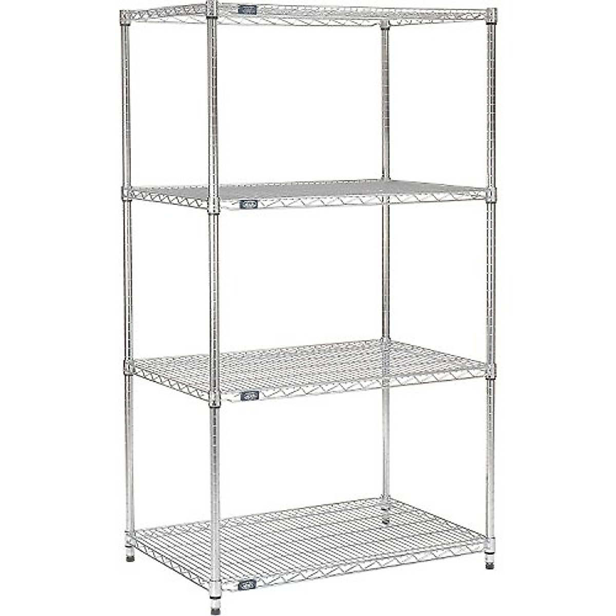 Nexel 18" x 48" x 63", 4 Tier Adjustable Wire Shelving Unit, NSF Listed Commercial Storage Rack, Chrome Finish, leveling feet
