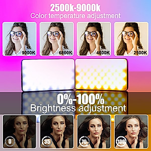 Leshiou RGB LED Video Light Live Streaming Video Portable Camera Lights with 0-360 Full Color CRI 95+ 2500-9000K 3100mAh Rechargeable LED DSLR Lighting for Photography, Vlogging, Video Conference
