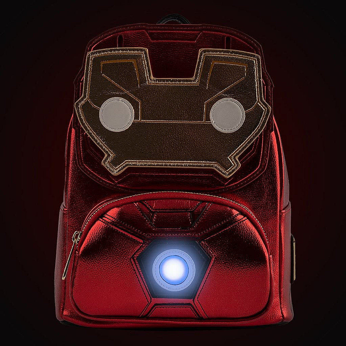 Loungefly x Marvel Iron Man Light Up Mini Backpack Metallic Leather