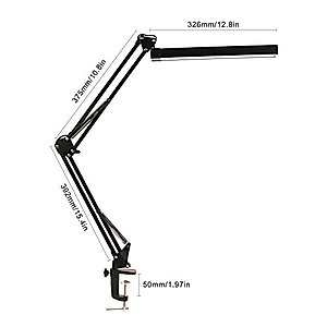 YOUKOYI A16S Metal Adjustable Swing Arm Desk Lamp with Clamp, Touch Control Table Lamp with Stepless Dimming, 3 Color Modes, Memory Function Eye-Caring Desk Light for Home/Office/Work/Study/Reading