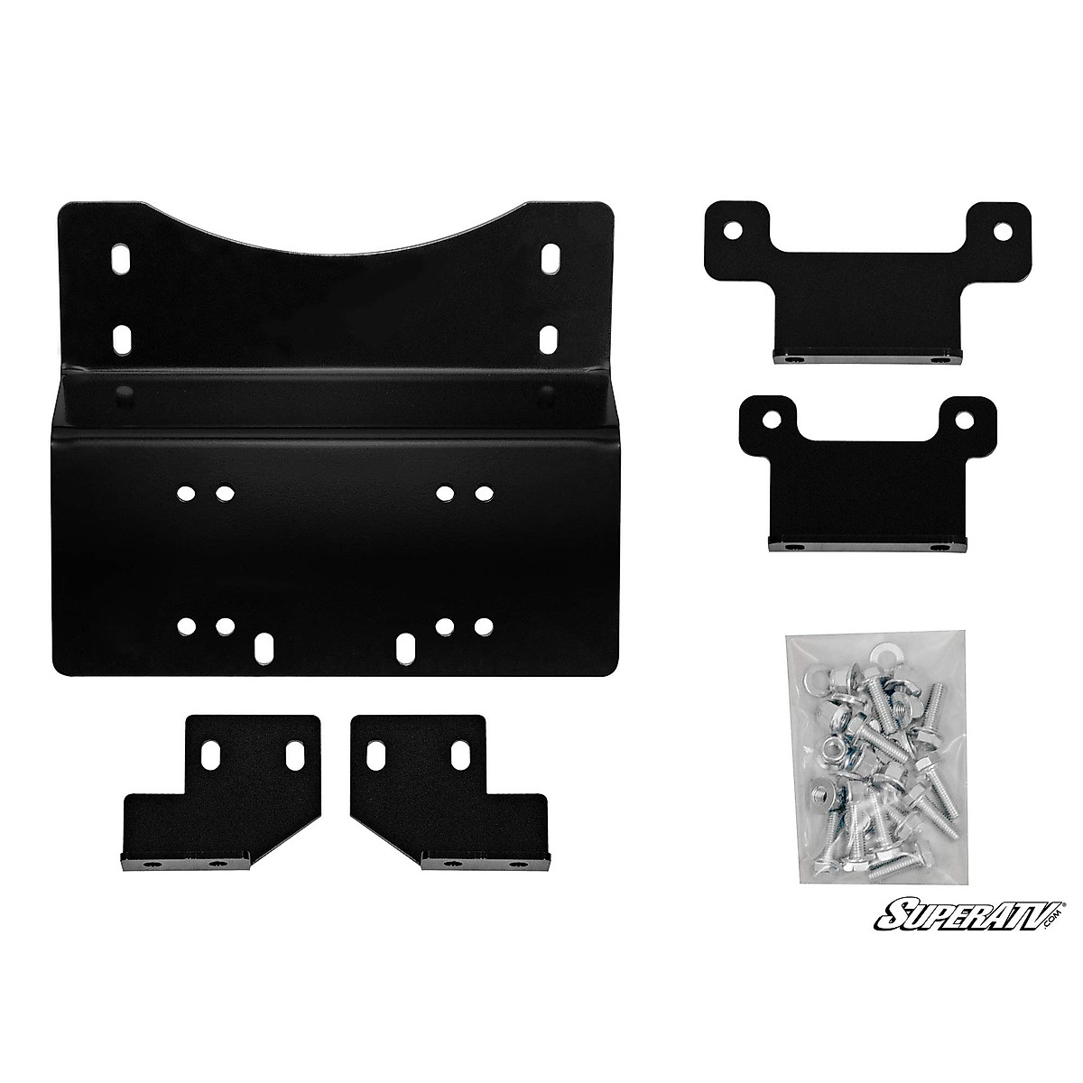 SuperATV Black Ops 3500 lb Winch with Winch Mounting Plate for 2014+ Honda Pioneer 700 / Honda Pioneer 700-4 | Complete Winch Kit Ready for Quick & Easy Install | Powder Coated Heavy Duty Steel Plate