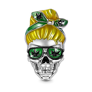 GNOCE Skull Charms for Bracelet 925 Sterling Silver Halloween Charms for Women Wife Christmas Gift