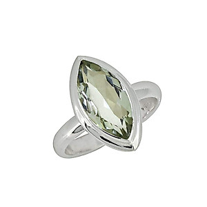 YoTreasure Green Amethyst Solid 925 Sterling Silver Gemstone Ring Jewelry