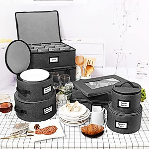 Homelux Theory Mug Storage Box with Dividers | 16"x12.5"x6" ULTRA THICK HARDSHELL ALL SURFACES & COVER | Cup Storage| Stackable storage with 12 compartments | Cup Storage Organizer with handles