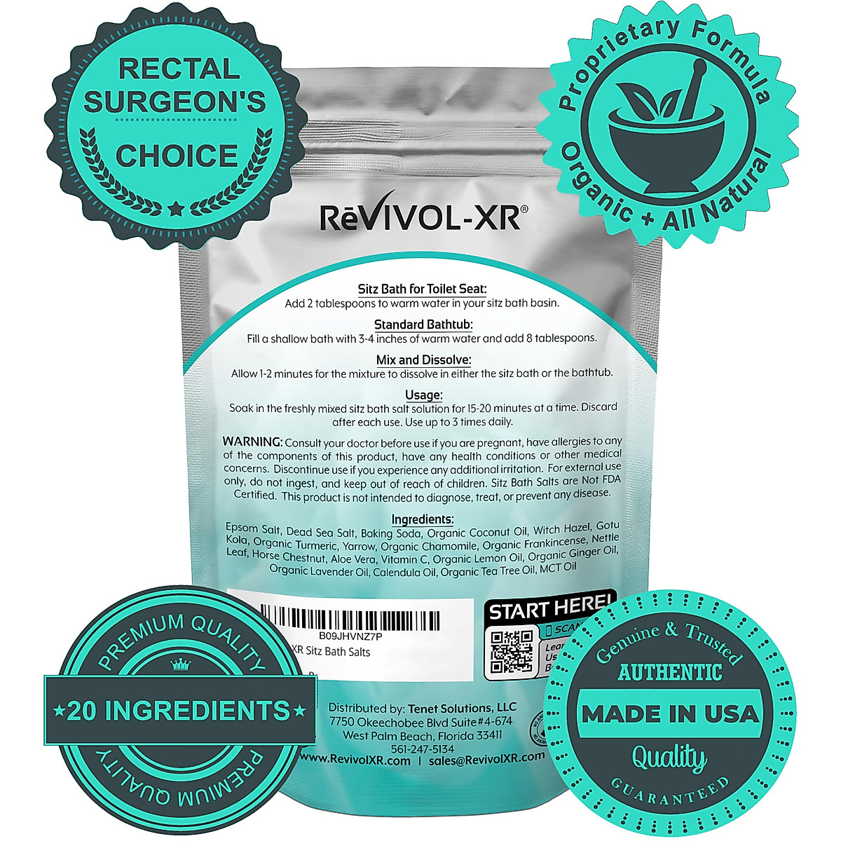 Sitz Bath for Hemorrhoids Relief 20-in-1 Mix Epsom Salts+ Essential Oils, Makes 15 Soaks for Soothing Toilet Seat Basin Use. Quality USP Ingredients, Made in USA.