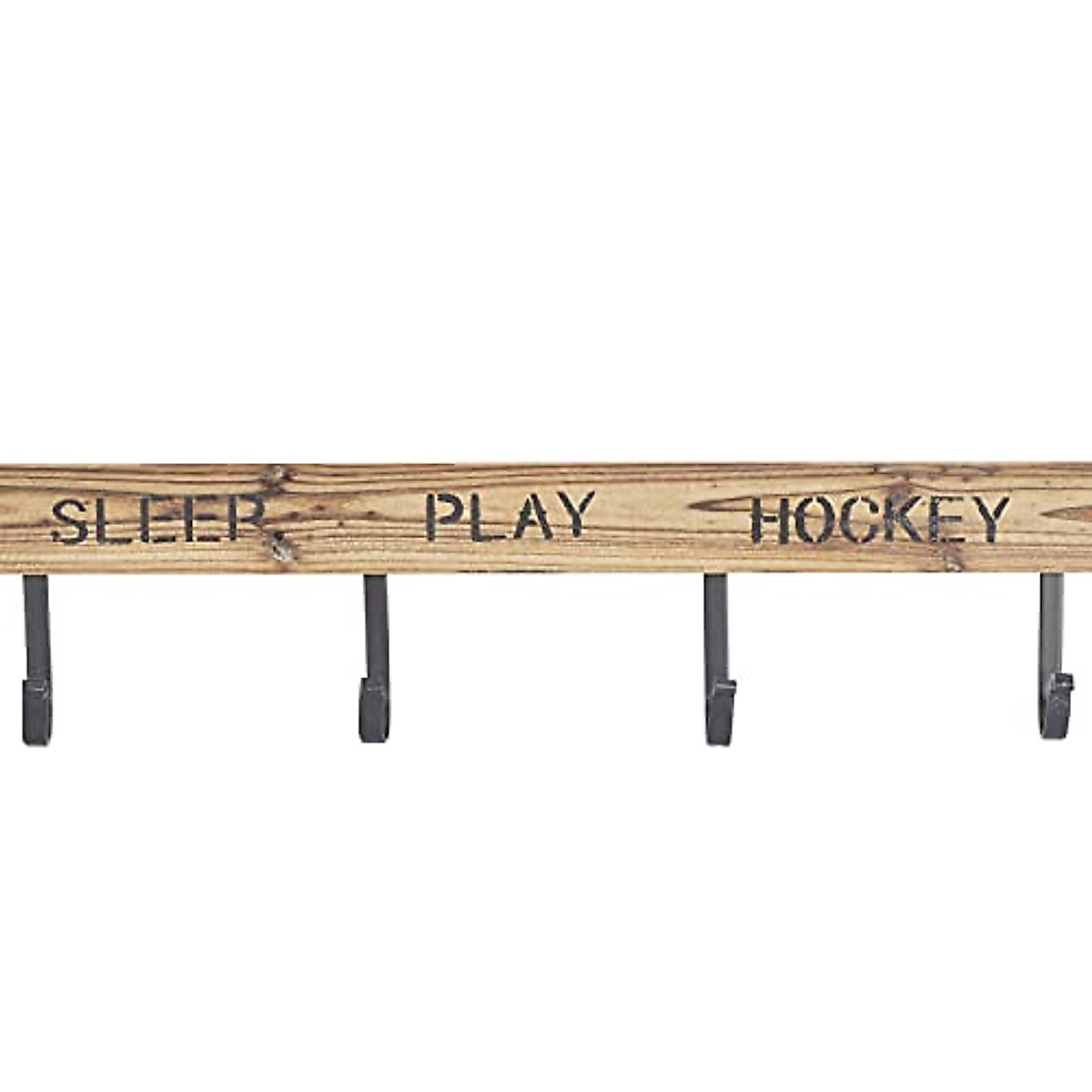 Deco 79 Wood Hockey Stick 6 Hangers Wall Hook, 40" x 2" x 11", Brown