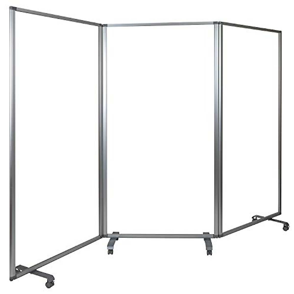 Flash Furniture Mobile Freestanding Clear Room Divider Partition Portable Roll Up Banner Sneeze Guard for Offices, Restaurants, Lobbies and Other Public Areas