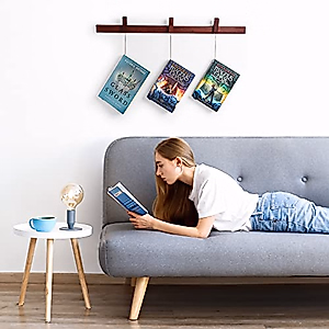 Ash Harbor Floating Wall Bookshelf - Wall Mounted Book Organizer with Included Bookmarks - Hardwood Hanging Bookshelf for Bedroom, Living Room, or Kitchen - A Thoughtful Gift for Book Lovers (Dark)