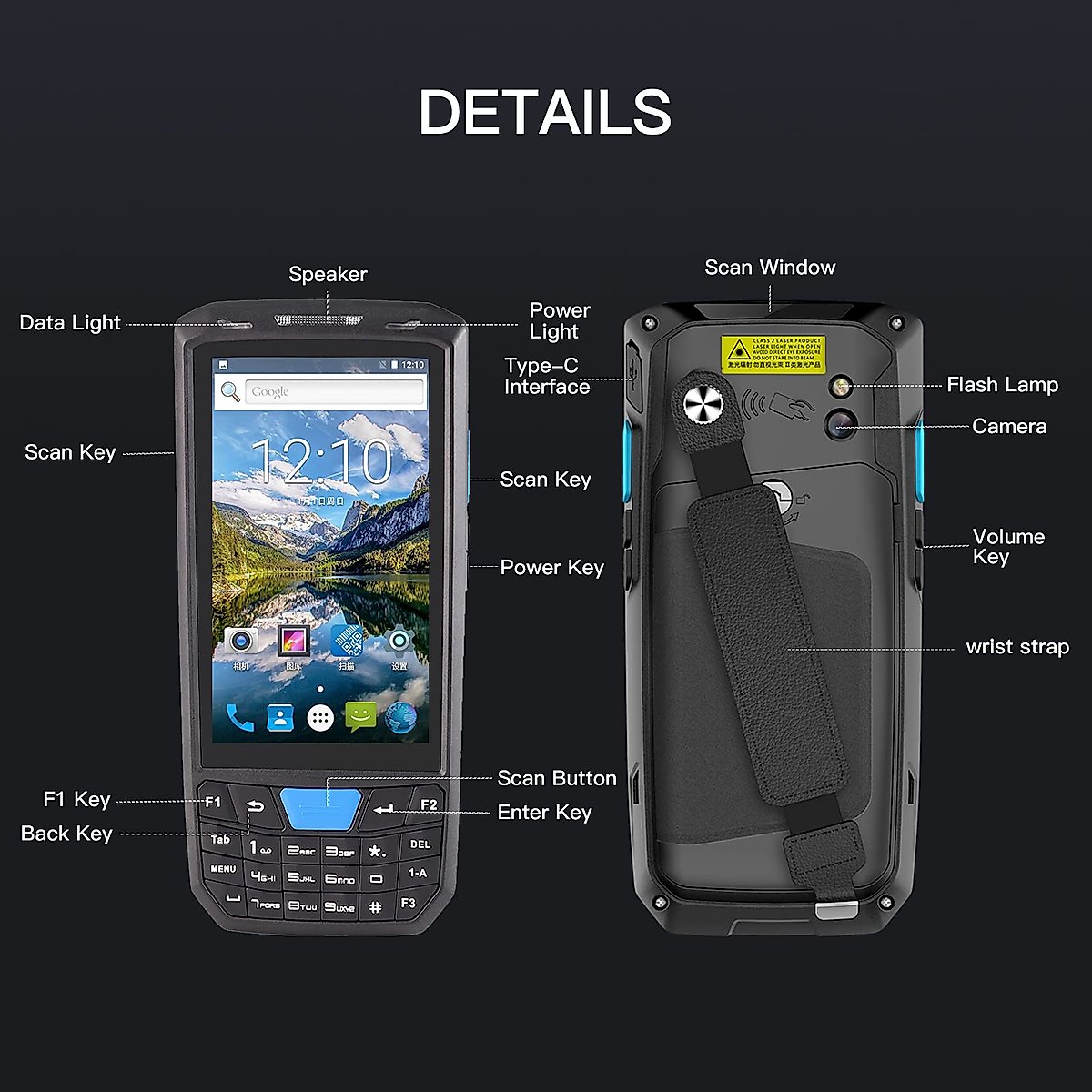Android 9.0 PDA Handheld POS Terminal Honey-Well 1D/2D/QR Barcode Scanner Data Collector Inventory Machine 4G WiFi BT Mobile Computer with 4.5 Inch Touchscreen 8MP Camera GPS for Warehouse Inventory
