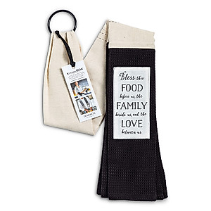 DEMDACO Blessing Food Family Black and White Stripe 68 inch 100% Cotton Dish Towel Boa