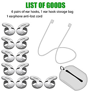 GWAWG 6 Pairs AirPods Pro Ear Hooks [Added Storage Pouch] Covers Anti-Slip Ear Covers Accessories Compatible with Apple AirPods Pro Silicone Material