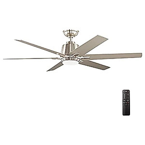 Home Decorators Collection YG493A-BN Kensgrove 54 in. Integrated LED Indoor Brushed Nickel Ceiling Fan with Light Kit and Remote Control