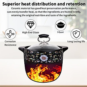 Stock Pot with Lid 5 Quart Cooking Pot Ceramic Soup Pot Ename Pots Used for Gas Cookers and Ovens Large Pot, PFAS-Free Kitchen Stockpot