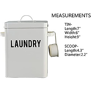 LA JOLIE MUSE Laundry Detergent Powder Storage Tin Box, Farmhouse Laundry Room Decor, 9 Inch High, Cream