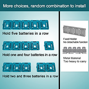 Crivnhar 10 Pack Battery Holder for Makita 18V Battery Mounts Dock Holder Fit for BL1860 BL1850 BL1840 BL1830(w/10 Screws)