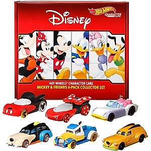 Hot Wheels Disney Bundle Vehicles 6-Pack Toy Vehicles Exclusive Daisy Character Car Gift Idea Ages 3 and older, Multicolor