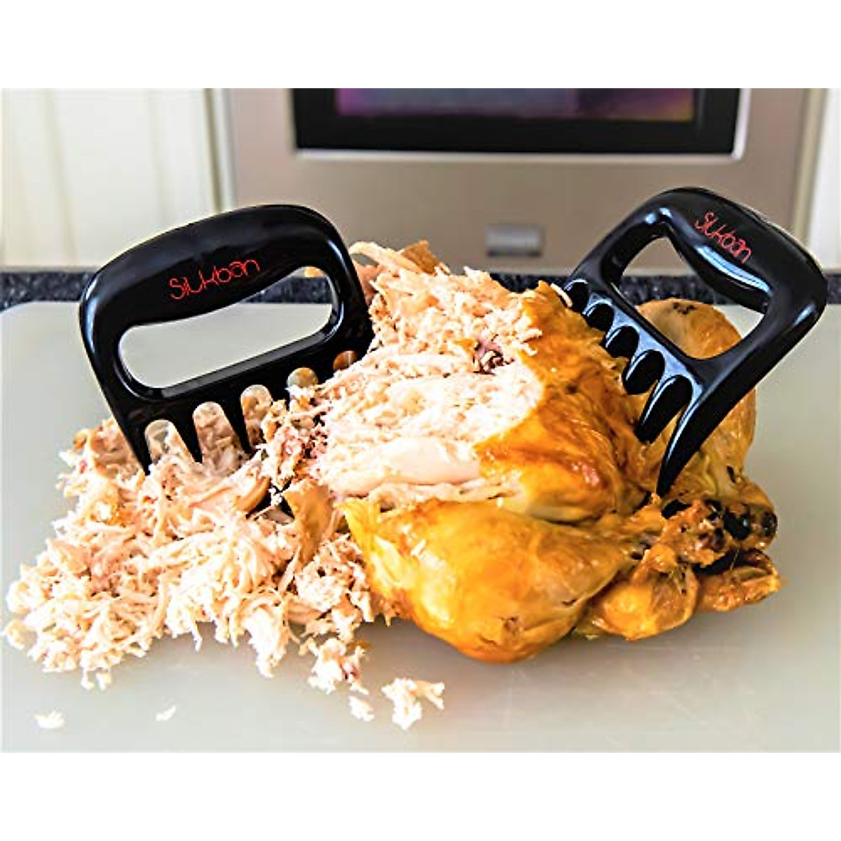 SILKBON Meat Claws, Best Pulled Pork Shredder, Meat Shredder Claws, Bear Claws Paws BBQ Smoker Shredding Non-Slip Curved Claw Handles for Lifting, Serving Grilling Chicken, Turkey Meat Tenderizer
