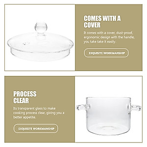 DOITOOL Glass Saucepan Heat Resistant: 1900ml Glass Cooking Pot with Cover Nonstick Soup Pot Sauce Pan for Soup Pasta Noodle Baby Food Transparent