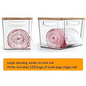 Extra Large Trash Bag Holder with Lid, Hudgan Acrylic Garbage Bag Dispenser with Handles, Containers for Laundry Room Organization and Storage