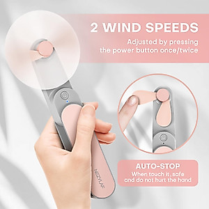 Nezylaf Handheld Mini Fan, 2 Speeds Rechargeable Travel Fan[9-15 Working Hours], Portable USB Small Pocket Fan, Personal Fan for Women,Outdoor Travel essentials
