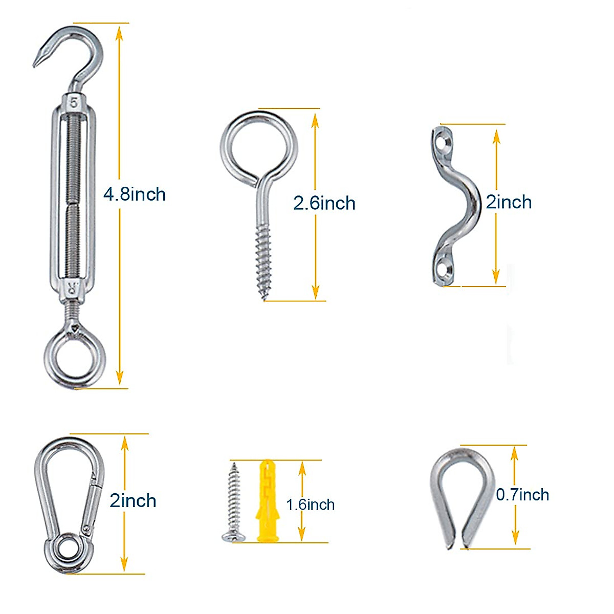 BraKaTi String Lights Hanging Kit with 120FT Coated 304 Stainless Steel Cable,String Light Suspension Kit,Guide Wire Included Turnbuckles and Hooks for Patio,Garden,Outdoor Lights, Silver (BZ0004-4)