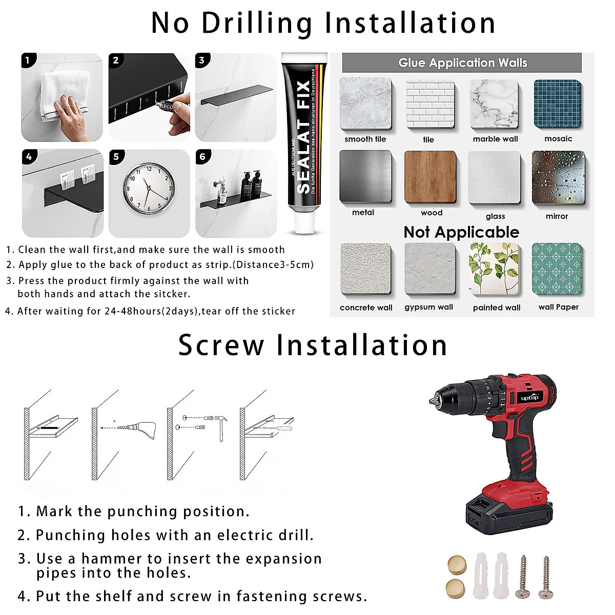 Veefos Small Gold Floating Shelves for Wall Decor 7.7 Inch, 2 Sets Bathroom Shelves Organizer Wall Mount, Sturdy Metal Wall Shelf for Plants Cell Phone Speakers Cameras Living Room Office