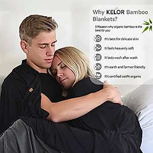 KELOR Luxury Bamboo Wrap Blanket - Single Sided - Stretchy, Lightweight, Soft & Breathable - Cooling Viscose with Spandex, Versatile Wearable Travel Blanket - Shawl - Scarf - Baby Wrap - Grounded Gray