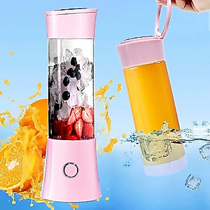 Toycol Portable Blender, Mini Personal Size Blenders for Smoothies and Shakes,Travel Juicer Cup Smoothie Maker with Updated 6 Blades USB Rechargeable Fruit Mixer with 4000mAh Battery16Oz Pink