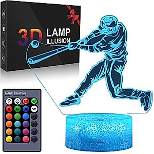 Baseball Gifts, Baseball Gifts for Boys 16 Colors Baseball Lamp Baseball Stuff Room Décor Teen Girls Girl Room Décor Kids Bedroom Décor Birthday Christmas Gifts Room Decoration 6-8 8-12 12-14 Years
