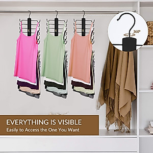 ZEDODIER Tank Top Hanger，2 Pack Wooden Bra Organizer for Closet, 12 Storage Capacity, Top 360° Rotation, Hanging Space Saving Hook for Tank Tops, Sport Bras, Camisoles, Lingeries, Black