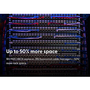 PATCHBOX® Plus+ Cat.6a - 24-Port Patch Panel with Retractable Cable Management System for 19” Racks, Includes Flat 10GB Cables and Cassettes, Easy Network and Server Setup (UTP, Blue, 1.8m / 8RU)